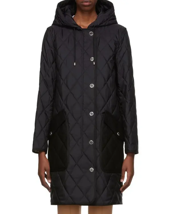 Burberry Roxby Diamond-quilted Mid-length Coat With Drawstring Hood