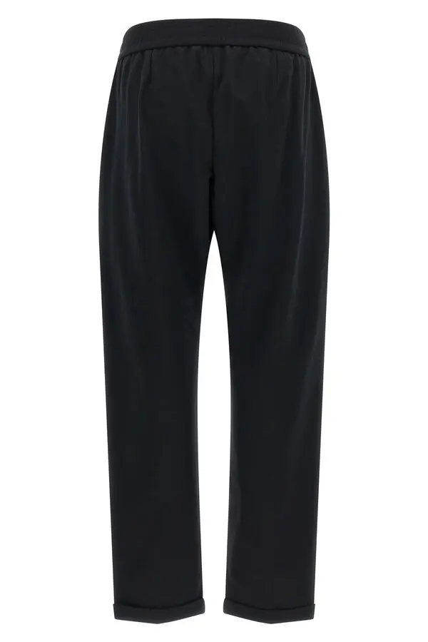 Brunello Cucinelli Embellished Drawstring Track Trousers - Black