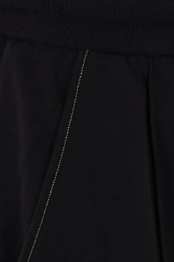 Brunello Cucinelli Embellished Drawstring Track Trousers - Black
