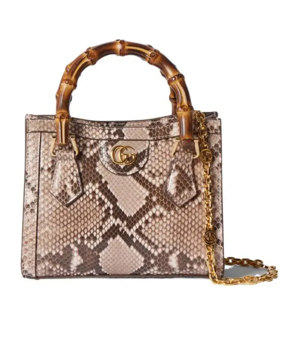 Gucci Diana Python Small Tote Bag - Pink