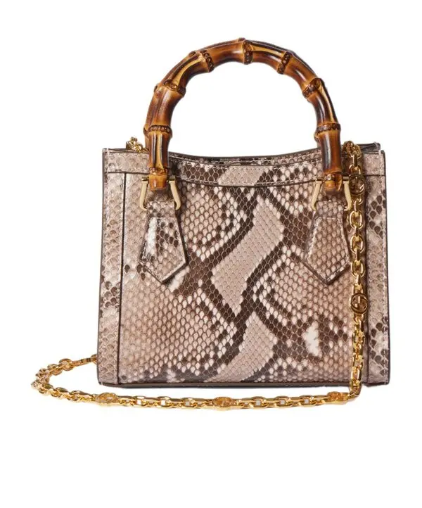Gucci Diana Python Small Tote Bag - Pink