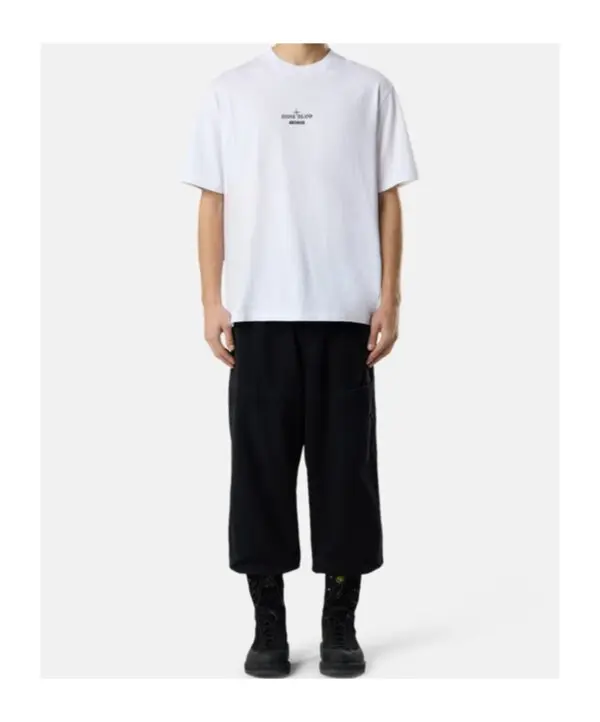 Stone Island Logo Printed Crewneck T-shirt - White