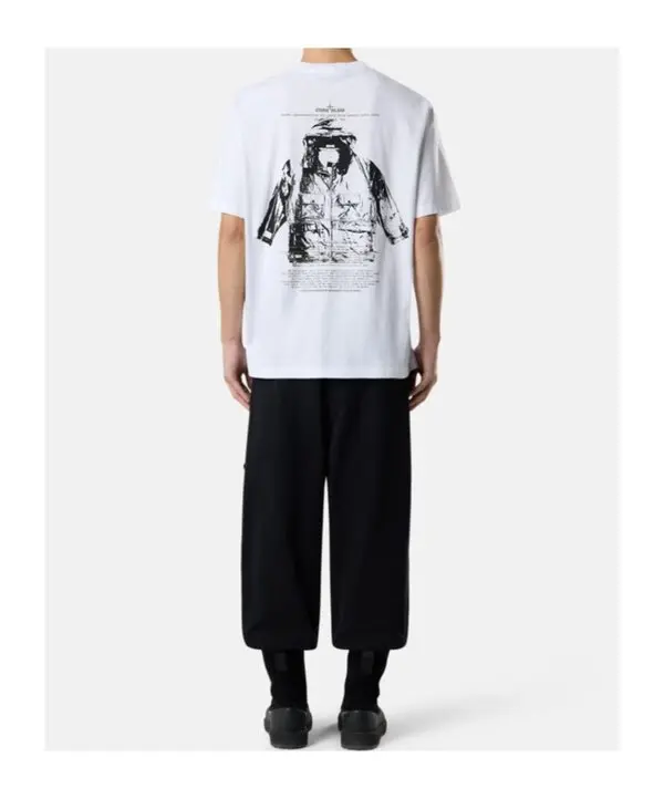 Stone Island Logo Printed Crewneck T-shirt - White