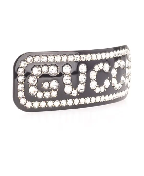 Gucci Crystal Logo Embellished Hair Clip