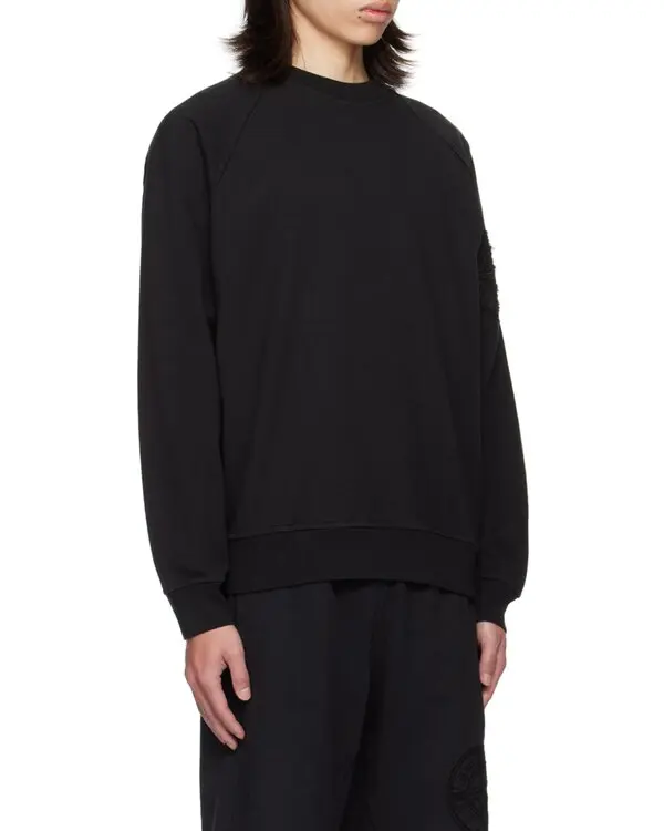 Stone Island Crewneck Sweatshirt With Logo Patch - Black