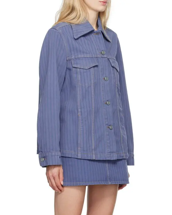 GANNI Striped Overdyed Denim Jacket