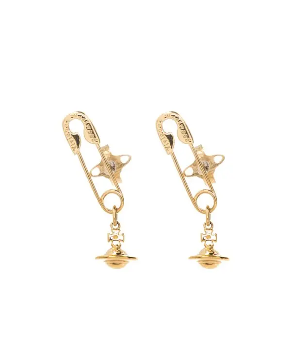 VIVIENNE WESTWOOD Orb Charm Safety Pin Earrings - Gold
