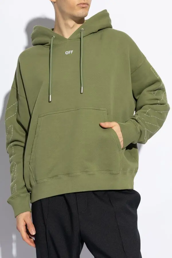 Off-White Logo Printed Drawstring Hoodie