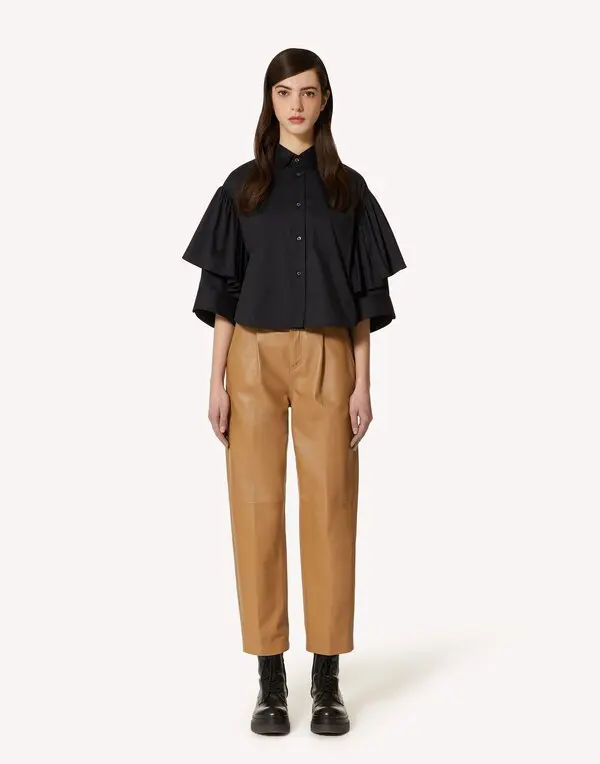 Red Valentino Leather Straight Leg Pants