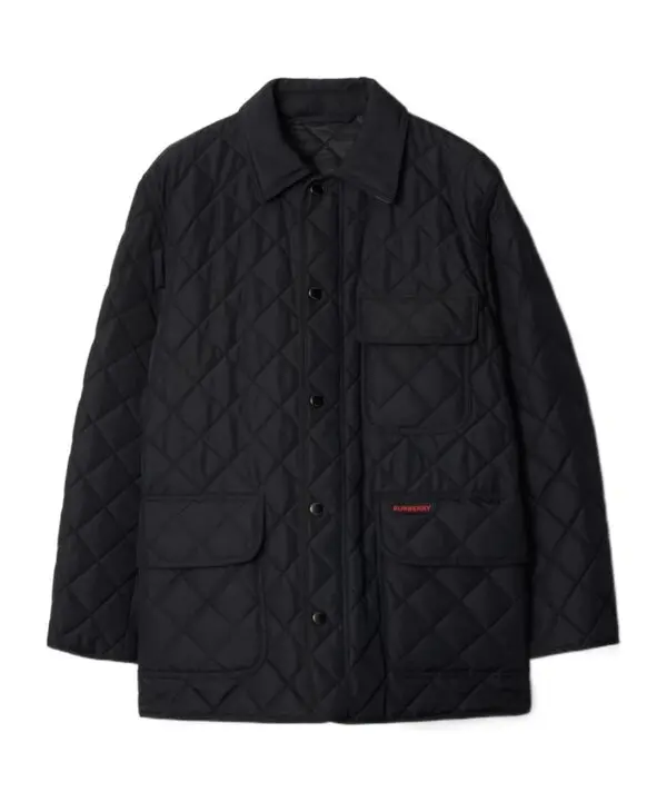 Burberry Quilted Nylon Jacket With Checked Collar Base