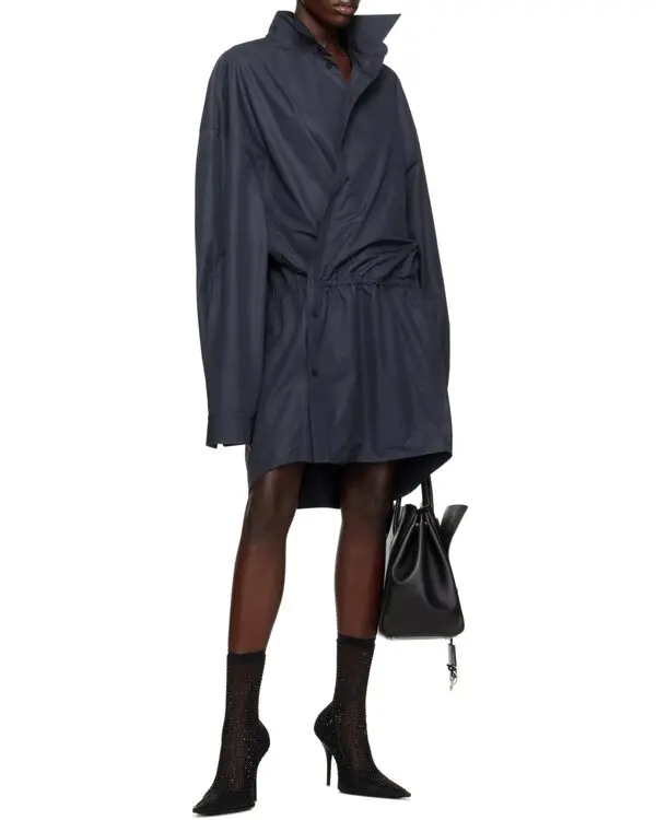 Balenciaga Asymmetrical Button Open Shirt Mini Dress - Faded Blue