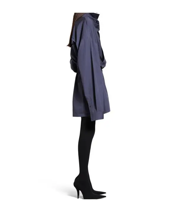 Balenciaga Asymmetrical Button Open Shirt Mini Dress - Faded Blue
