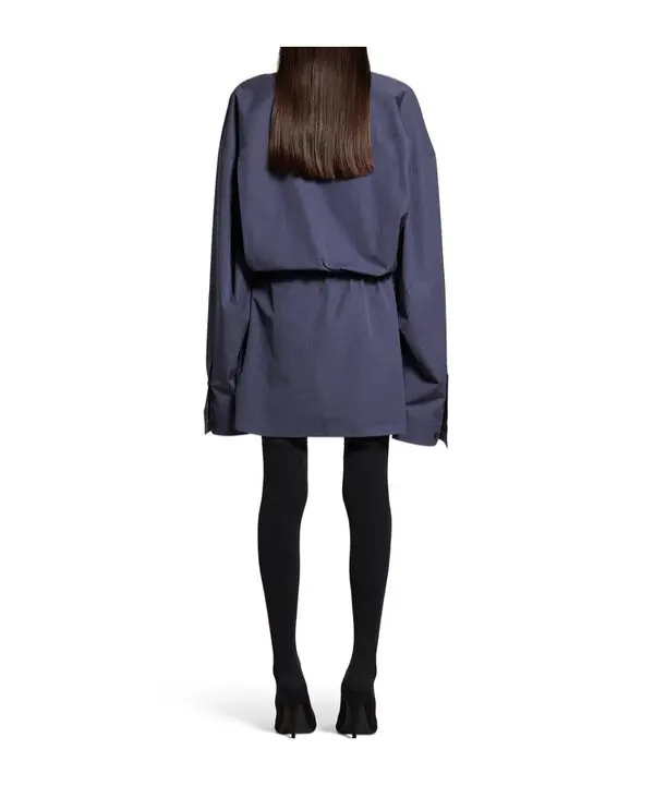 Balenciaga Asymmetrical Button Open Shirt Mini Dress - Faded Blue