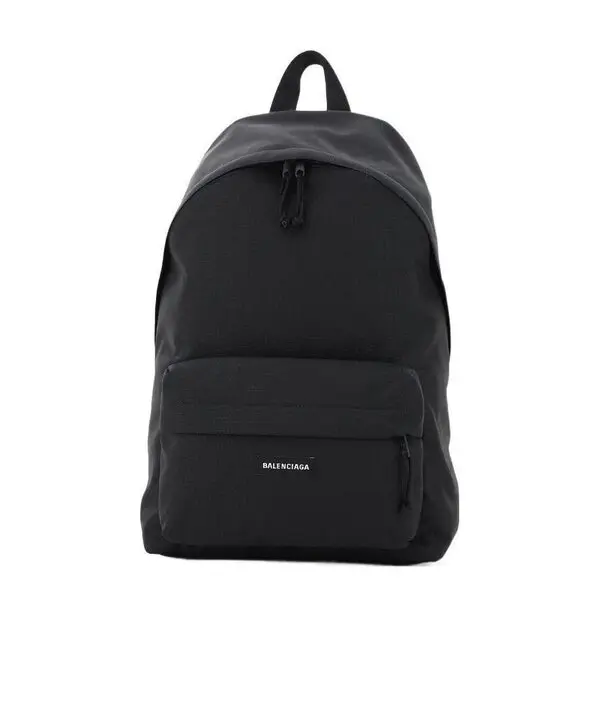 Balenciaga Logo Zipped Backpack - Black
