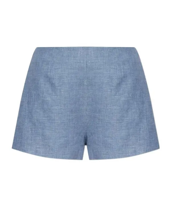 Posse Button-detailing Linen Tailored Shorts - Blue