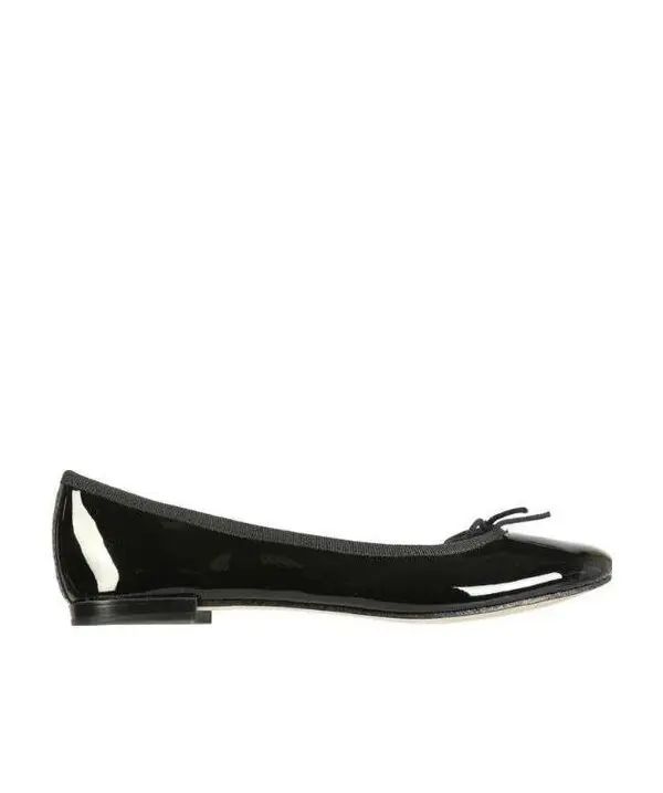 Repetto Glossy Flat Ballerina With Bow Detailing - Black
