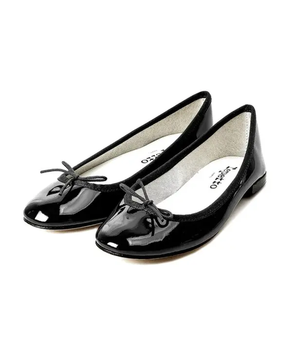 Repetto Glossy Flat Ballerina With Bow Detailing - Black