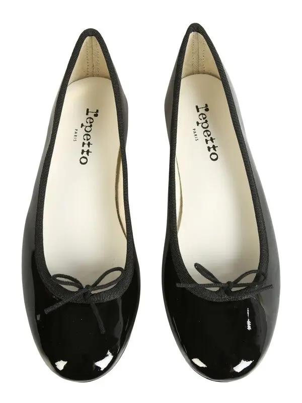 Repetto Glossy Flat Ballerina With Bow Detailing - Black