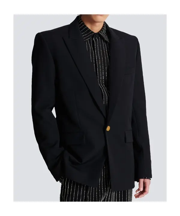 Balmain Grain De Poudre Wool 1-button Jacket