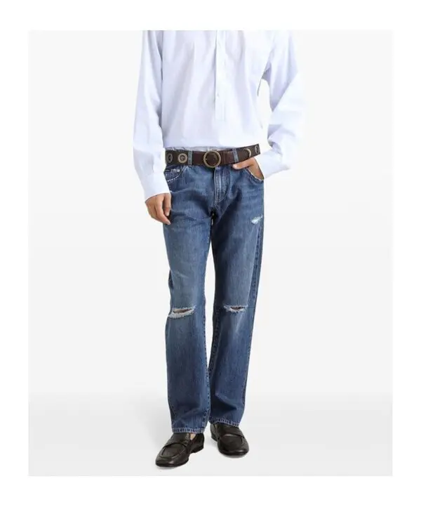 Dolce & Gabbana Distressed Straight Leg Jeans - Blue