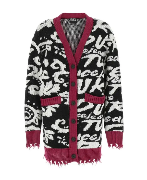 Versace Distressed V-neck Cardigan