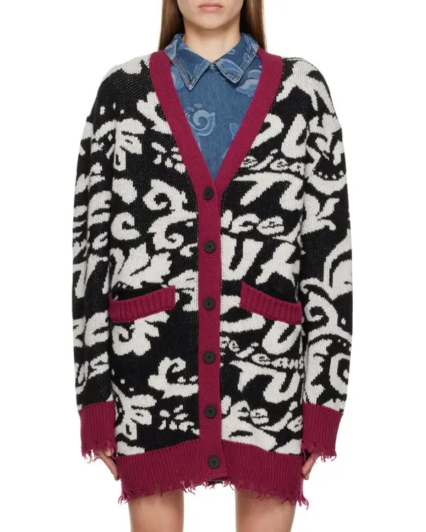 Versace Distressed V-neck Cardigan