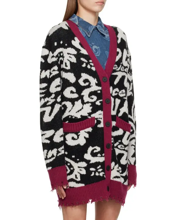 Versace Distressed V-neck Cardigan