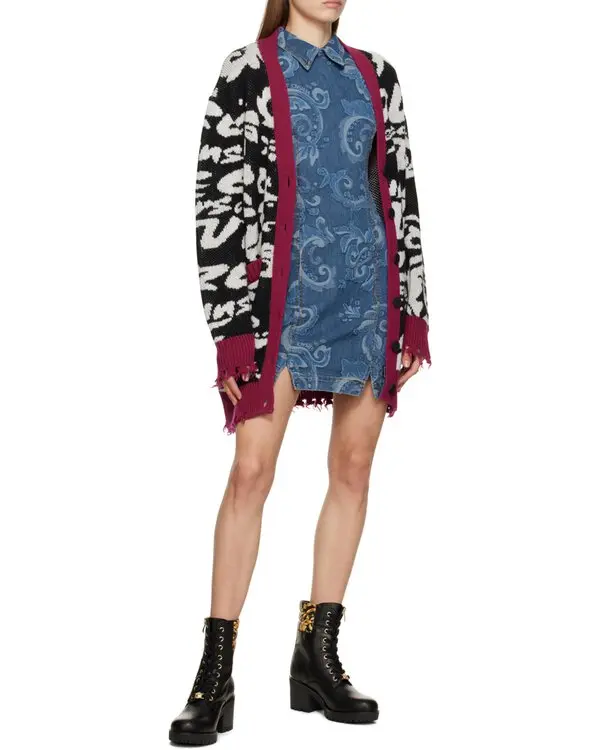 Versace Distressed V-neck Cardigan