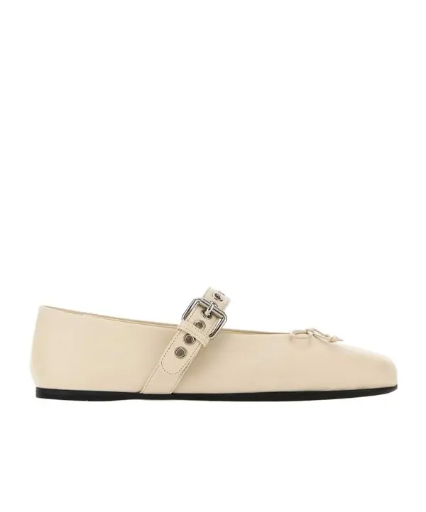 Miu Miu Ballerina Flats With Bow Detailing - Ivory