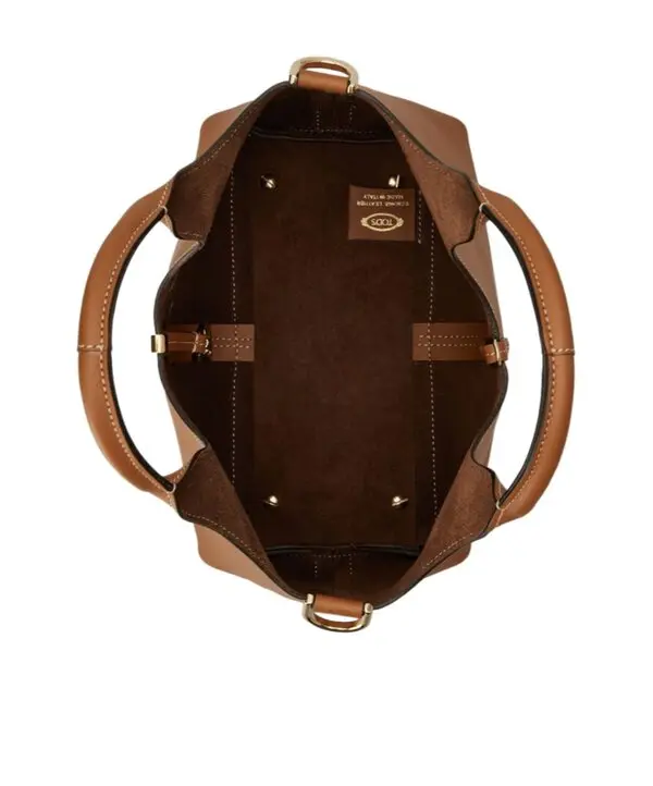 TOD'S Logo Engraved Mini Shopping Bag - Brown