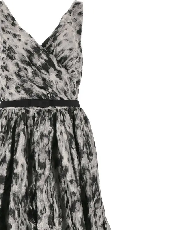 Dior Sleeveless V-neck Printed Pleated Midi Dress