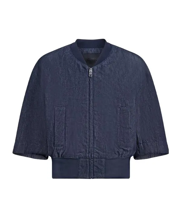 DONDUP Cropped Zip-up Denim Jacket With Ribbed Collar And Hem