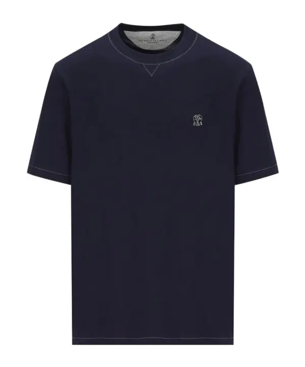 Brunello Cucinelli Logo Embroidered Crewneck T-shirt