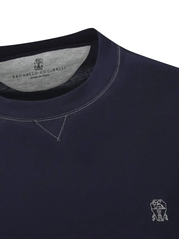 Brunello Cucinelli Logo Embroidered Crewneck T-shirt