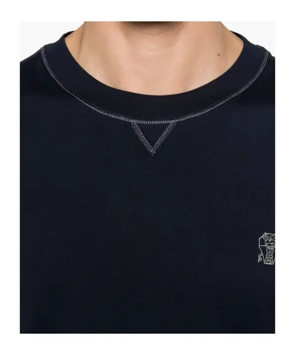 Brunello Cucinelli Logo Embroidered Crewneck T-shirt