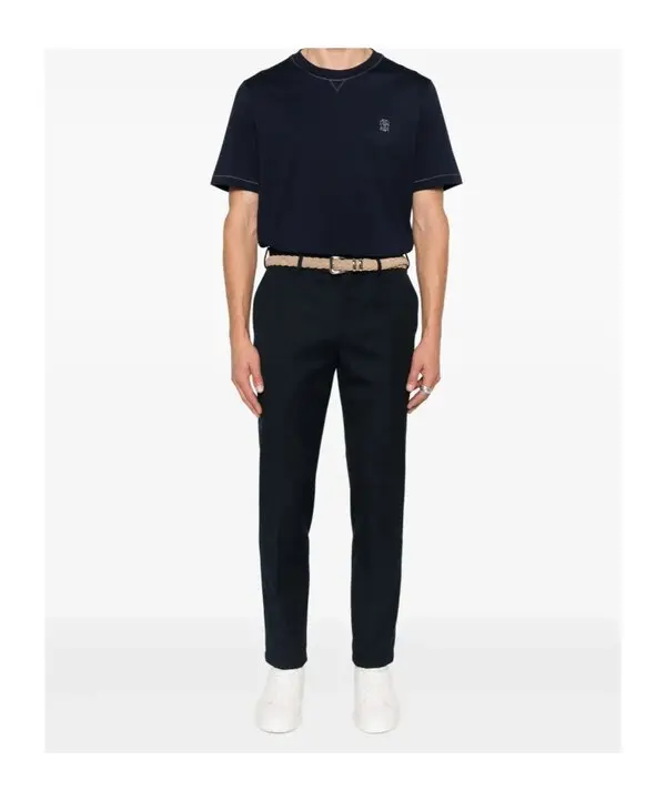 Brunello Cucinelli Logo Embroidered Crewneck T-shirt