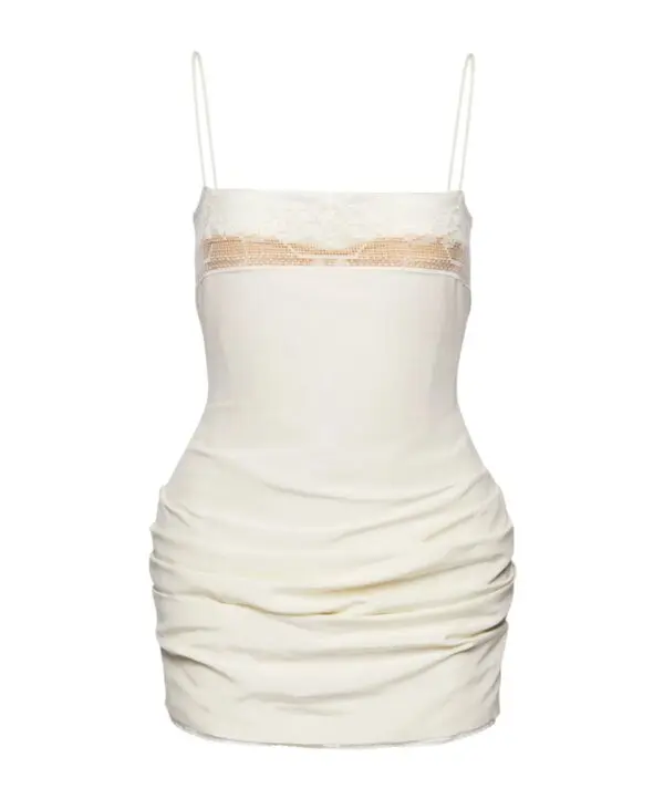 Magda Butrym Draped Lace-trim Mini Dress - Cream