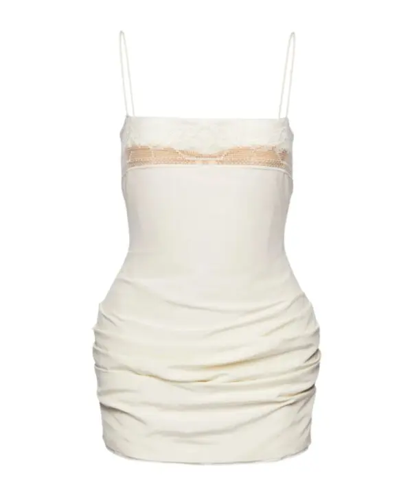 Magda Butrym Draped Lace-trim Mini Dress - Cream