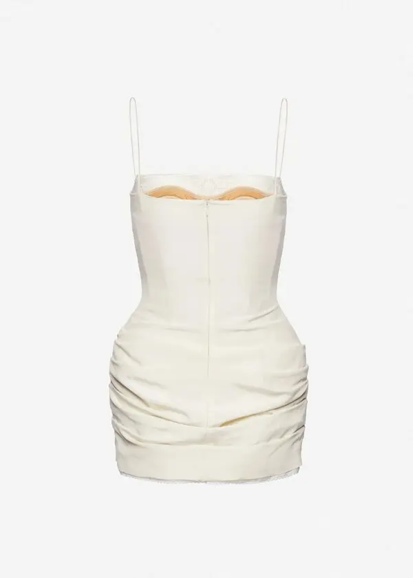 Magda Butrym Draped Lace-trim Mini Dress - Cream