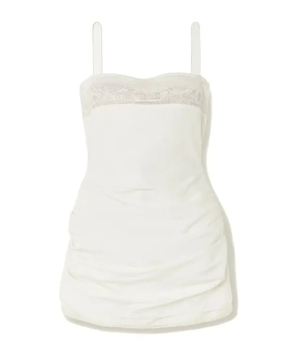 Magda Butrym Draped Lace-trim Mini Dress - Cream