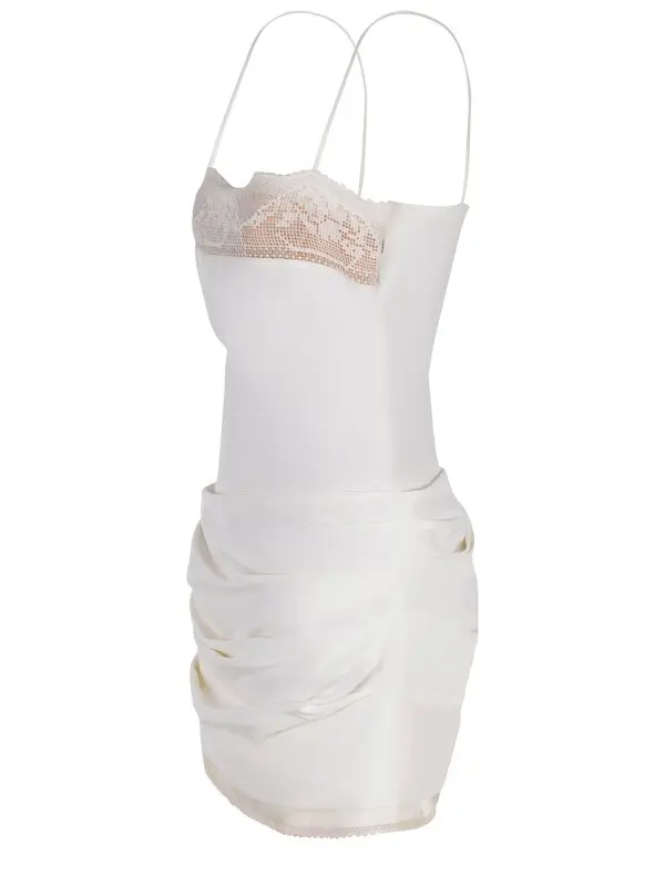 Magda Butrym Draped Lace-trim Mini Dress - Cream