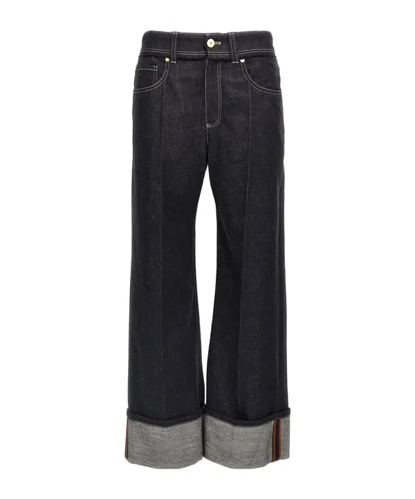 Brunello Cucinelli High-waisted Turn-up Brim Jeans - Black