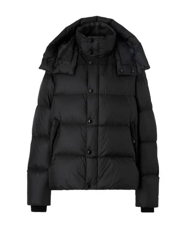 Burberry Logo Patch Hooded Puffer Jacket - Black