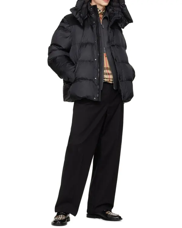 Burberry Logo Patch Hooded Puffer Jacket - Black