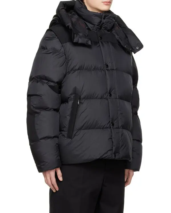 Burberry Logo Patch Hooded Puffer Jacket - Black