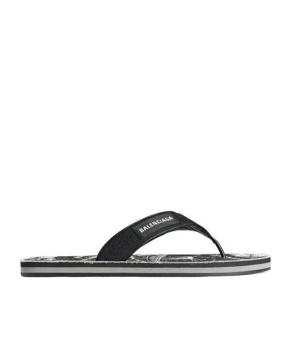 Balenciaga Sunset Thong Flat Sandals - Black