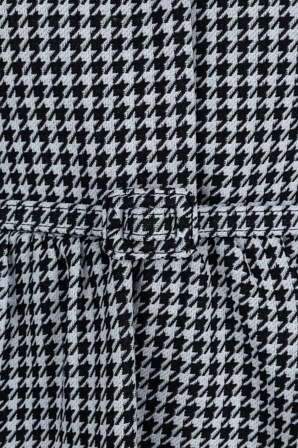 Dior Houndstooth Puff Sleeve Flared Dress