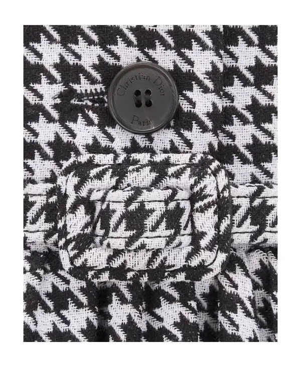Dior Houndstooth Puff Sleeve Flared Dress