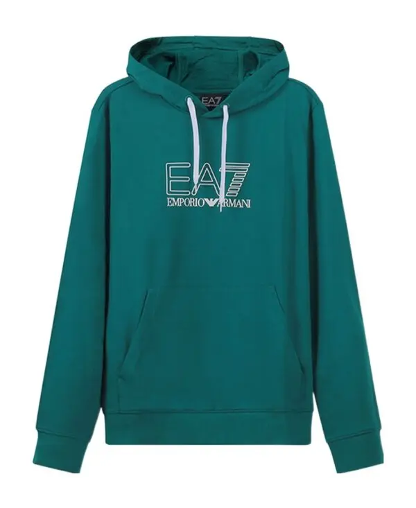 EA7 Logo Pattern Hoodie - Green