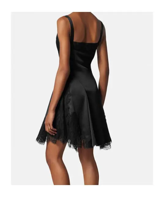 Versace Lace-trimmed Satin Mini Dress - Black